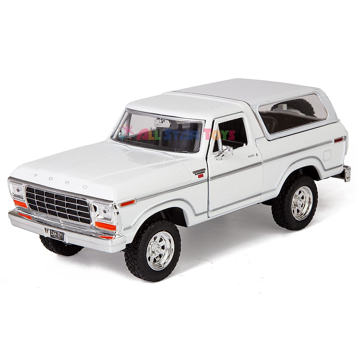 1978 Ford Bronco 1:24 Diecast Model Car White SUV SUT Truck Motormax All Star Toys Exclusive 79371