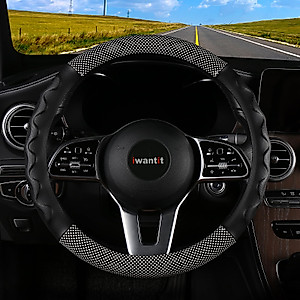 iwantit Black Car Seat Neck Pillow and The Black/White Gel Steering Wheel Cover