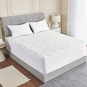 Parkdeny King Mattress Encasement, Waterproof Cooling Rayon from Bamboo, 3D Air Fabric, Breathable, Noiseless, Washable, Fits 5"-15" Deep Mattresses