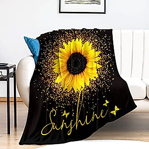 Sunflower Blanket Beautiful Sunflowers Throw Blanket Soft Flannel Lightweight Blanket Gifts for Kids Adults 50"x40"