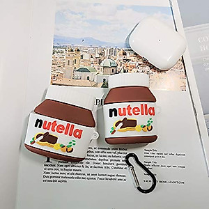 Compatible for Airpods Case 1/2 Nutella, Boys Girls Kids Teens Women Cute Kawaii Funny Skin Cover for Airpod Case Nutella, Cartoon 3D Silicone Fashion Protective Cases for Airpods 1&2 (Nutella)