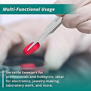 Excelta Ultra-Precision Tweezers, Straight Tapered Flat Point, Anti-Magnetic Stainless Steel, 4.75" Length, 0.059” Wide, Professional