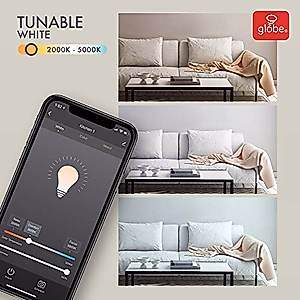 Globe Electric 50043 Wi-Fi Smart 10 Watt (90W Equivalent) Multicolor Changing RGB Tunable White Frosted LED Light Bulb, No Hub Required, Voice Activated, 2000K - 5000K, PAR38 Shape, E26 Base