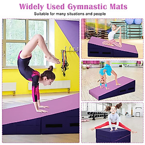 Tumbling Mat or Home, Incline Gymnastics Mat 48”x24”x14” Folding Octagon Tumbler Cheese Wedge with Non-Slip PVC Surface & Handles, Skill Shape Mat for Kids Girls Home Training Exercise