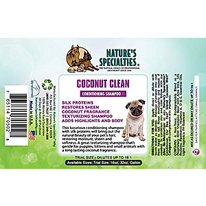 Nature's Specialties Coconut Clean Ultra Concentrated Dog Conditioning Shampoo for Pets, Makes up to 2 Gallons, Natural Choice for Professional Groomers, Adds Highlighting and Body, Made in USA, 16 oz