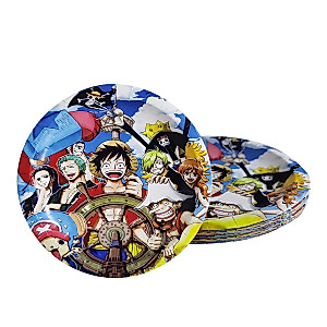 OU GUAN One Piece Party Supplies, 20 Plates, 20 Napkins and 1 Tablecloth, One Piece Themed Birthday Party Decoration