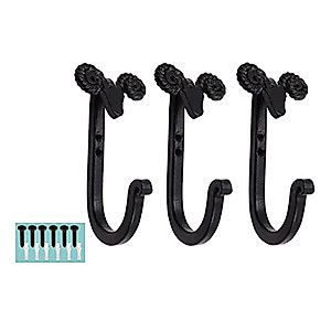 The Metal Magician Sheep Headed Iron Hooks Wall Mount Black Hanger Set of 3 Heavy Duty Towel Holder for Hanging Hats, Coat, Keys, Clothes, Bags Closet Hooks for Bathroom, Kitchen, Entryway
