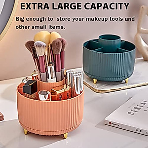 Makeup Brush Holder Organizer,360° Rotating Make up Organizer Storage,5 Slot Makeup Brushes Cup,for Vanity Decor,Bathroom Countertops,Desk Storage Container,Cosmetic Display Cases