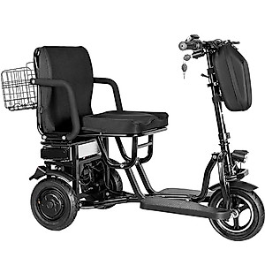 MotoTec Folding Mobility Electric Trike 48v 700w Dual Motor Lithium Black, 42x22x33 Inch, MT-FOLD-TRK-700