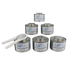 Lot45 Buffet Food Warmers for Parties, Bulk Case of 48 (48pk) - 6 Hour Chafing Dish Fuel Cans Catering Food Warmers Buffet Heating Food Warmer Party Canned Heat Burner with Bonus Lid Openers