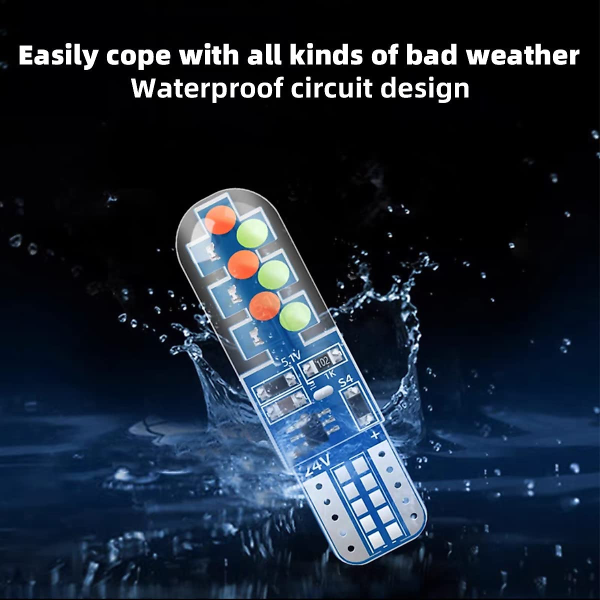 HIPOPY Car T10 RGB LED Bulb Width Light with Remote Control, 2pcs Multi Mode Auto Replacement Strobe Light, COB Wedge for Interior Map Dome Door License Plate Light Reading Trunk Lights