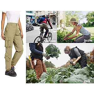 Raroauf Work Cargo Pants Womens Cotton Casual Military Combat Tactical Pants,Rip-Stop Outdoor Hiking Trousers Khaki US 10