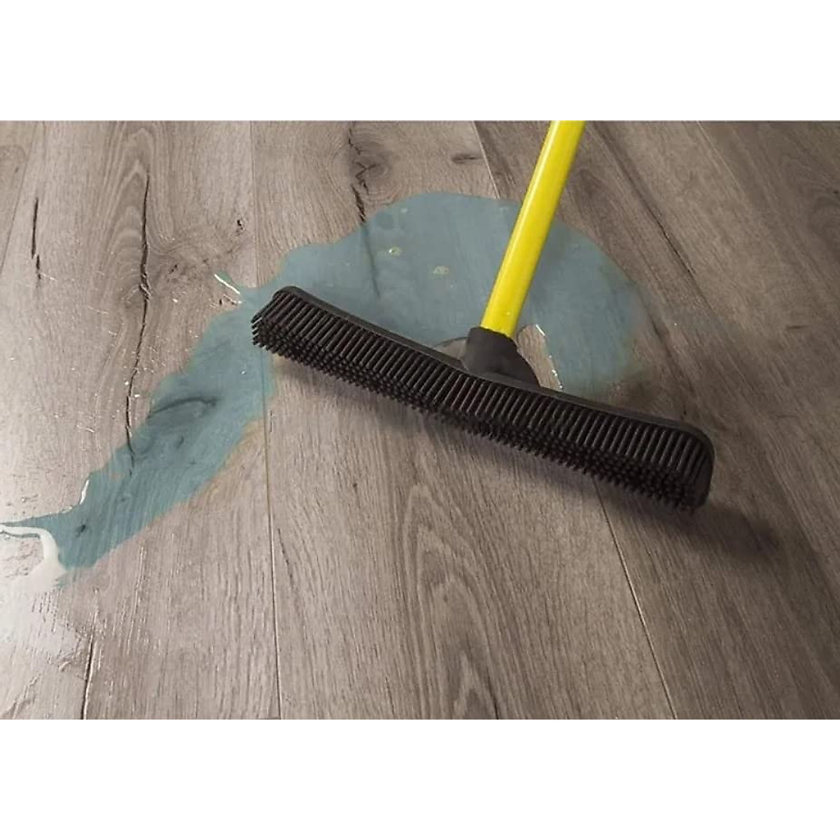 Pet Hair Remover Broom - Floor, Tile, Carpet, Multi-Surface Squeegee Rubber Broom, 12 Inch Broom Head, Orange