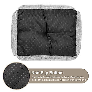FURTIME Dog Bed for Large Medium Small Dogs Soft Washable Pet Bed Orthopedic Dog Sofa Bed Breathable Rectangle Sleeping Bed Anti-Slip Bottom(35'', Grey)