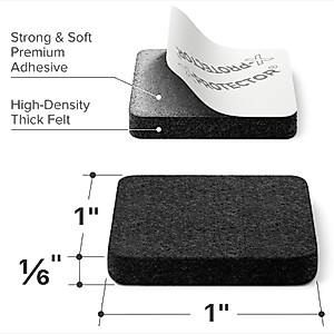 X-PROTECTOR Felt Furniture Pads - 48 PCS 1" - Felt Pads Floor Protectors - Chair Felt Pads - Felt Pads for Furniture Feet - Furniture Pads for Hardwood Floors - Protect Your Floors! (Black, Square)