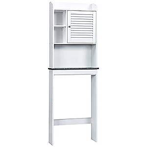 Giantex Over The Toilet Storage Cabinet, Collette Bathroom Behind The Toilet Storage Organizer w/Door & 5-Position Adjustable Shelf, Bathroom Storage Cabinet Over Toilet for Space Saving (68.5" H)