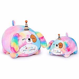MIAOHAHA Happy Birthday Plush Pillow Toy,Soft Plush Dog Toy Plushies Gift for Kids and Girls(Dog,25cm/9.8in)