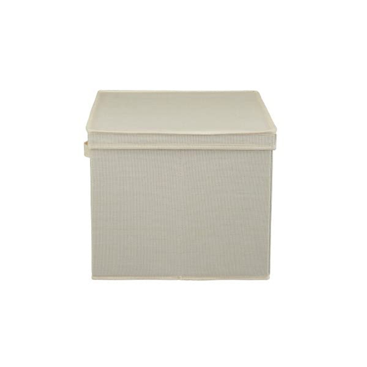 Household Essentials Wide KD Storage Box With Lid Box, Cream Linen