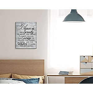 Creoate Serenity Prayer Canvas Wall Art, God Grant Me the Serenity Inspirational Wall Art Farmhouse Wall Decor for Bedroom Scripture Pray Room,Grey, Ready to Hang
