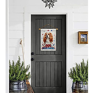 Breeze Decor Patriotic Cavalier King Spaniel Garden Flag-Set Wood Dowel Dog Puppy Spoiled Paw Canine Fur Pet Nature Farm Animal Creature House Banner Small Yard Gift Double-Sided, Made in USA