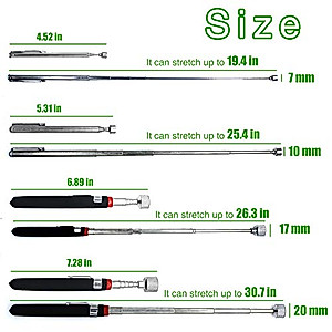 Telescopic Magnet, Magnetic Pick Up Tool 4 Pack, Magnetic Retrieval Tool, Magnet Stick (1.5LB 3LB 10LB 15LB) by QPEY