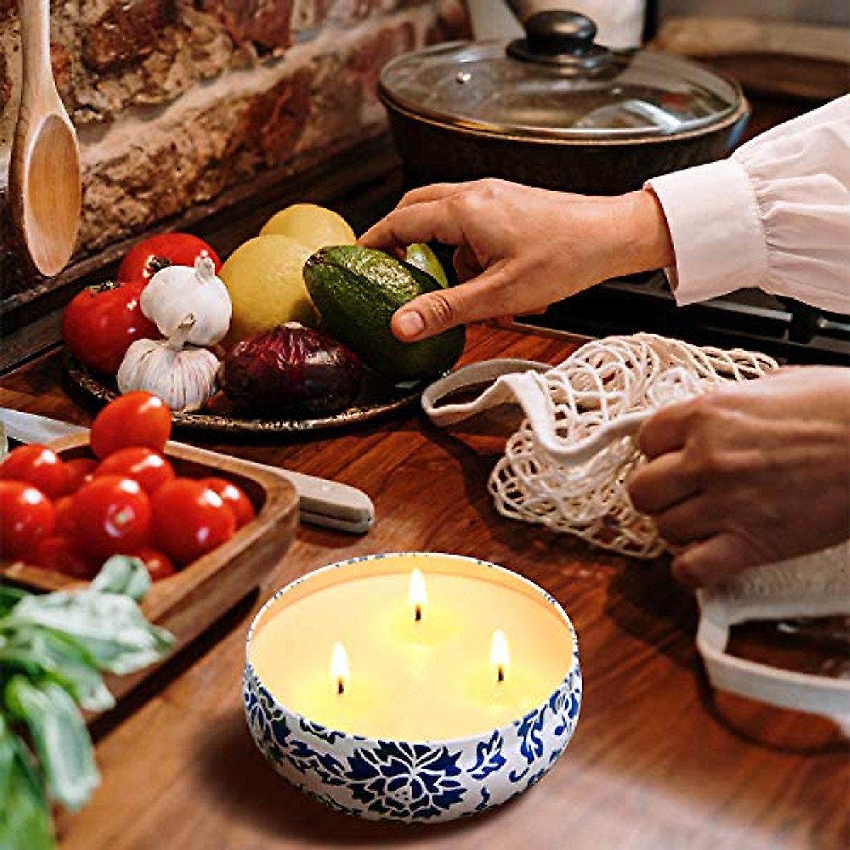 Hausware Citronella Candles Outdoor & Indoor - Large 13.5 oz Scented Candles Set 3 Pack Natural Soy Wax citronella Candles for Garden Patio Yard Home Balcony Camping Backyard