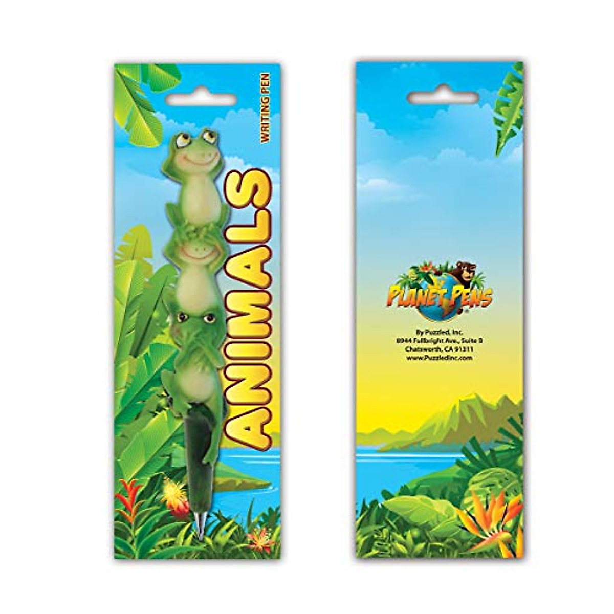 Planet Pens Three Wise Frogs Novelty Pen - Cute Fun & Unique Kids & Adults Ballpoint Pen, Colorful Animal Writing Pen Instrument School & Office Desk Decor