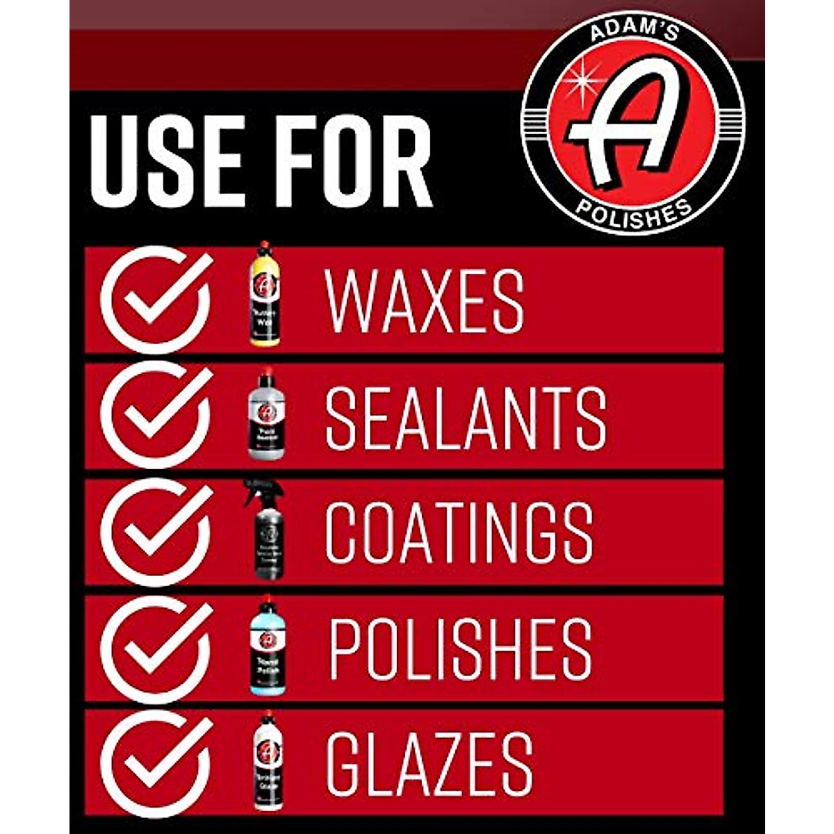 Adams Plush Microfiber Applicator Pad (2 Pack) – Microfiber Sponge Car Detailing Applicators | Use with Ceramic Coating for Cars, Car Wax, Paint Sealants, Compound, Polish, Glazes & More