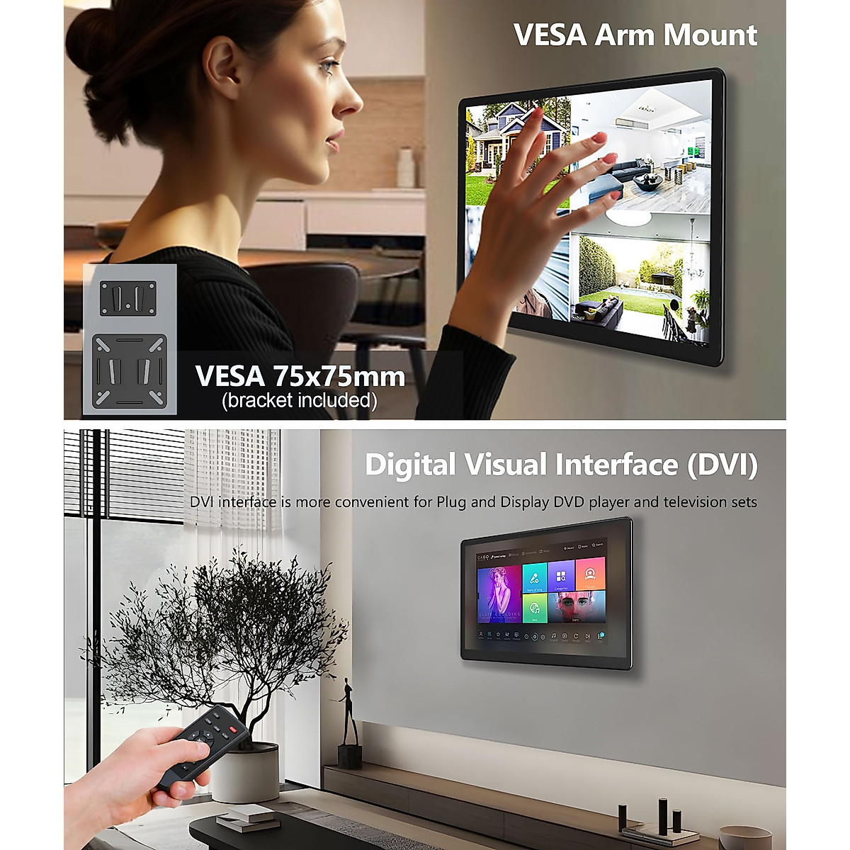 COOLHOOD Touchscreen Monitor 15.6 Inch FHD1920×1080P IPS HDR 60Hz Touch Screen Monitor HDMI VGA DVI Touch Monitor with 10-Point Multi-Touch VESA Monitor with Speakers Touchscreen for Laptop Mini PC
