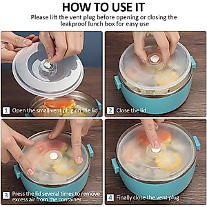 ArderLive Bento Lunch Box, Stackable Themral Insulated Lunch Container, Stainless Steel Leakproof Bento Box with Denim Lunch Bag & Cutlery for Adults(3 Layer,Blue)