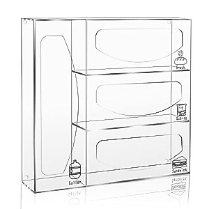 Ziplock Bag Storage Organizer Holders Acrylic Food Plastic Baggie Dispenser Applicable Kitchen Drawer and Pantry Compatible With Ziploc,Sandwich, Glad,Gallon,Snack,Quart Size Bag