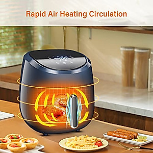 VILIWIN 4.5 QT, Digital Cooker 8 Preset Menus 1400W Hot air fryer 90% Oilless Navy Blue