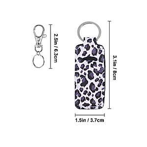 10 Pieces Cow Print Lipstick Holder Lipstick Holder Keychain Sleeve Lipstick Pouch Lip Balm Holder Sleeve with 10 Metal Key Chains to hold Travel Daily Accessories, Leopard Style