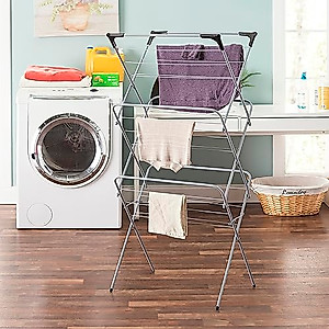 Home Basics Metal Rack for Hanging (Silver) Clothes Dryer, 3-Tier [Misc.], Grey