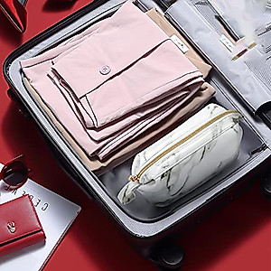 OCHEAL Small Marble Makeup Bag, Small Cosmetic Bags for Women,Large Capacity Portable Cosmetic bag Storage Organizer for Purse Everyday Use (Small, Marble)