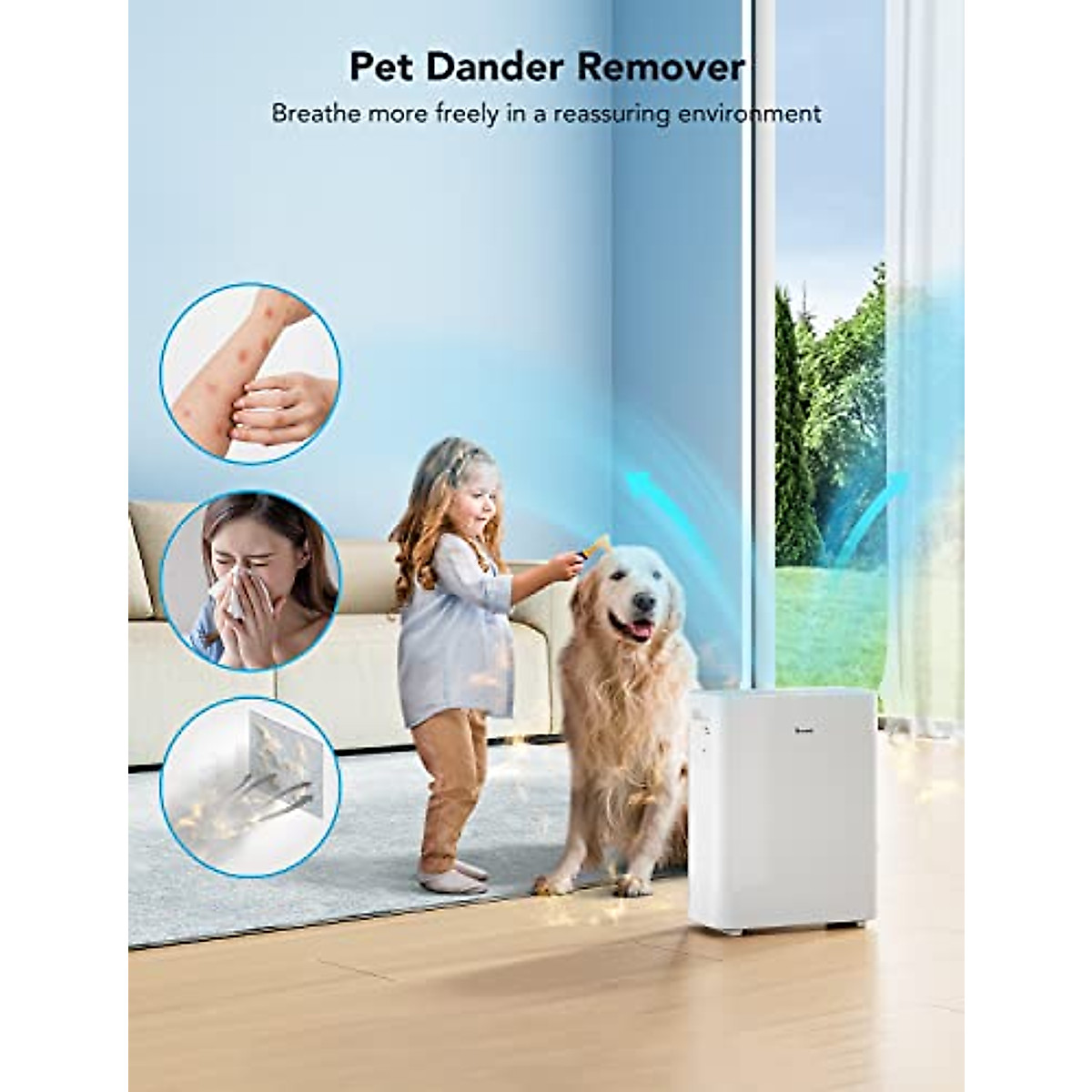 Govee Smart Air Purifiers for Pets, Wi-Fi Air Purifiers for Home Large Room Bedroom, H13 True HEPA Filter Cleaner with Washable Filter for Pet Hair, Odors, PM2.5 Sensor, Auto Mode