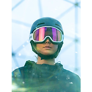 Giro Moxie Ski Goggles - Snowboard Goggles for Women & Youth - White Core Light Strap with Amber Pink/Yellow Lenses