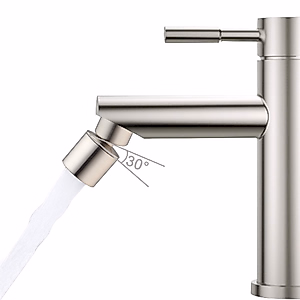 Dual-function 2-Flow Faucet Aerator, Water Saving Swivel Aerator with 2 Sprayer - Faucet Parts Replacement - 55/64 Inch-27UNS Female Thread - Brushed Nickel