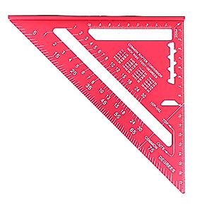 Compact Aluminum Woodworking Ruler Clear Scale, Double Sided Marking, 7.3in / 18.5cm, for Determining and Marking Angles (Red)