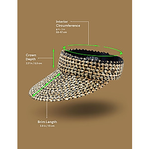 Straw Visor for Women | Packable Beach Visor & Sun Visor | Sun Protection | One Size | Pepper | Hemlock