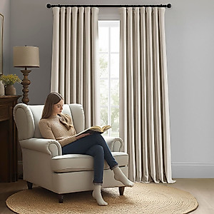 HPD Half Price Drapes BOCH-LN185-P Faux Linen Room Darkening Curtains for Bedroom (1 Panel), 50 X 96, Birch