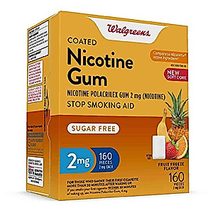 Walgreens Fruit flavor Coated 2 mg Nicotine Sugar Free Gum 160 Pieces