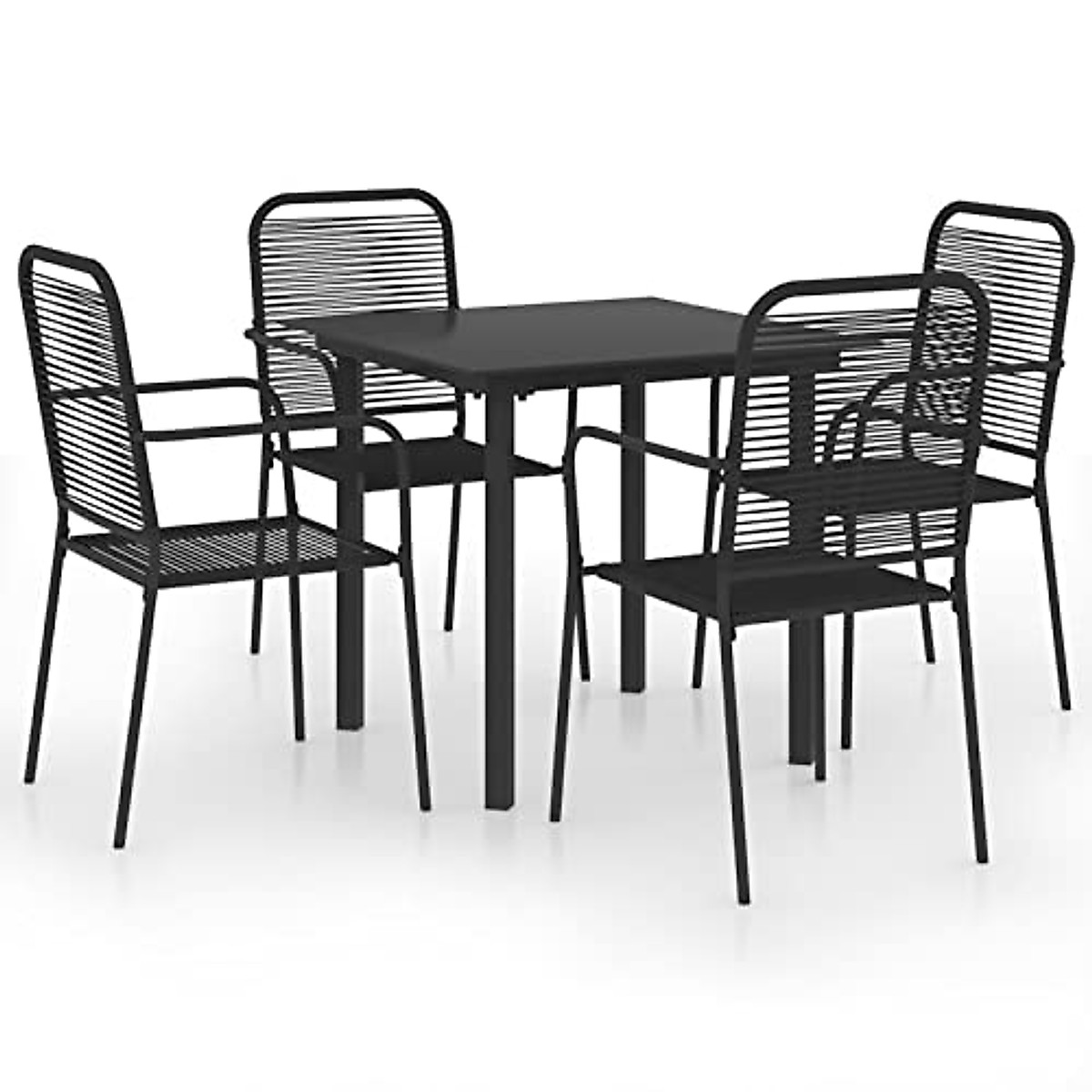 Camerina 5 Piece Patio Dining Set Patio Table and Chairs Set Outdoor Patio Dining Set Outdoor Patio Furniture Patio Set Black Glass and Steel 3060208