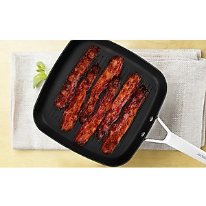 MsMk Square Grill Pan with Lid, 9.5 Inch Titanium and Ceramic Nonstick Grilling Skillet Pan，Stay-Cool Handle，Compatible with All Stovetops，PFOA Free，Dishwasher & Oven Safe，Indoor Chicken Skille