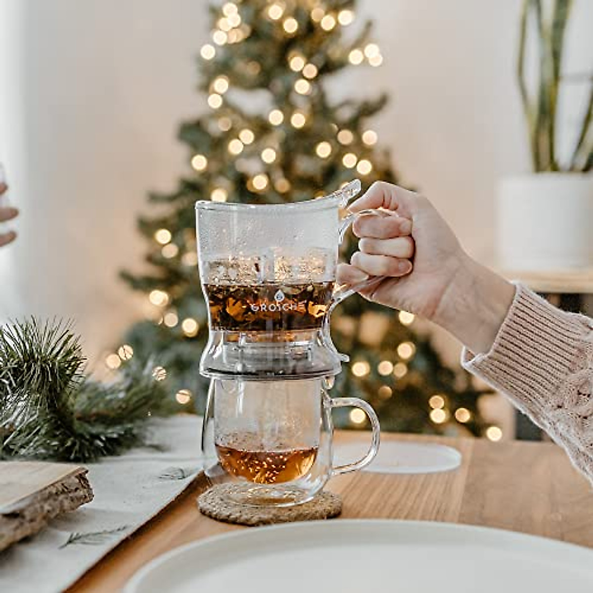 GROSCHE Aberdeen PERFECT TEA MAKER Tea pot with coaster, Tea Steeper, Easy Tea Infuser, 17.7 oz. 525 ml, EASY CLEAN Tea Steeper, BPA-Free teapot