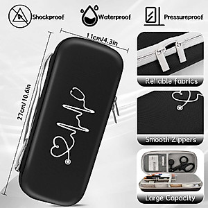 FWUNYVN 16 Pcs Stethoscope Case Kits, Stethoscope Case with Supplies Include 2 Pcs Rechargeable LED Pen Lights, Nurse Scissors, Nurse Pens, Bandage Wraps, Nurse Accessories, Perfect Nurse Gifts(Black)