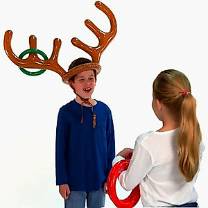2 Sets Inflatable Reindeer Antler Ring Toss Game,Reindeer Antler Throwing Games, Family Interactive Christmas Party Games, Children's, Suitable for Outdoor and Indoor Christmas Family Games