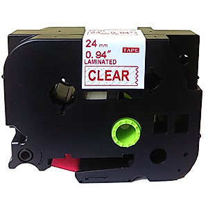 NEOUZA 5PK Compatible for Brother P-Touch Laminated Tze TZ Label Tape Cartridge 24mm x 8m (Set of 5 Colors Colors Black Red Gold Blue White on Clear)