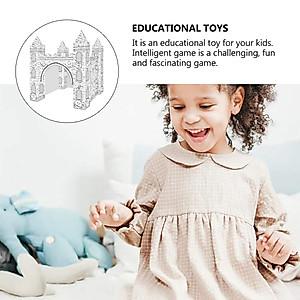 1 Set Colorizing 3D Castle Paper Fairy Tale Castle Paintable Cardboard Castle Kids Art Craft Supplies for Indoor Outdoor Fun