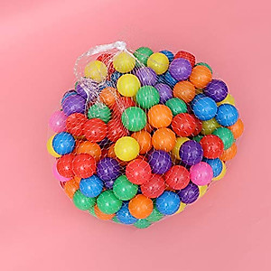 LIOOBO 200 Pcs Crush Proof Plastic Ball Colorful Ocean Ball Pool Play Balls for Baby Kids Toddlers (Macaron Mixed Color Mesh Bag Packing)